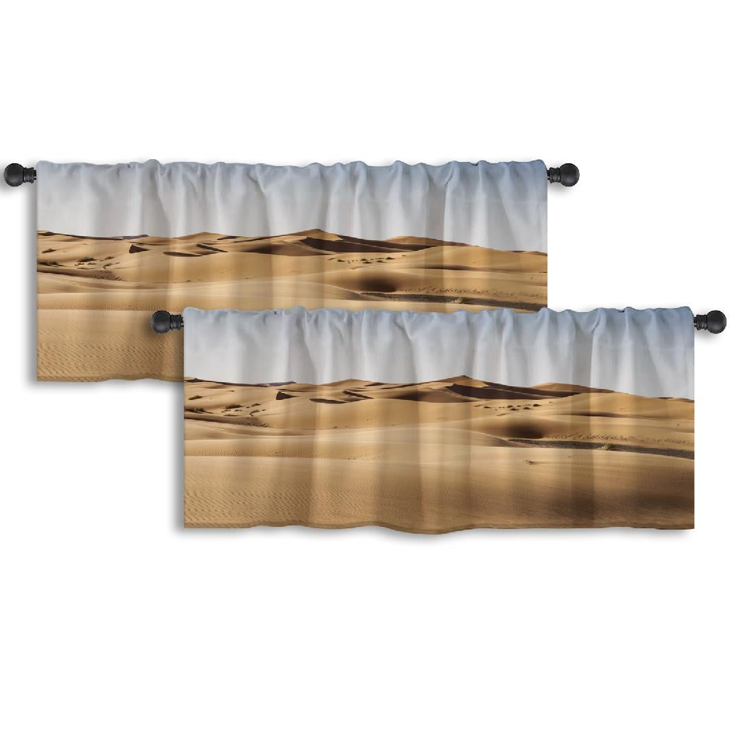 LALILO Kitchen Curtain Valance Sahara Desert Desert Landscape Rod ...