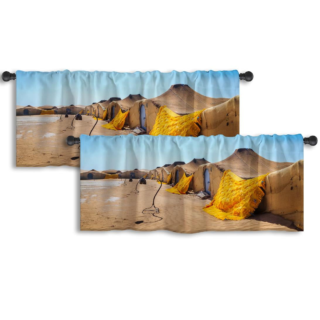 LALILO Kitchen Curtain Valance Sahara Desert Structures Rod Pocket ...