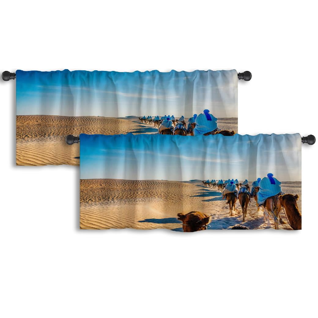 LALILO Kitchen Curtain Valance Sahara Desert Tunisia Africa Rod Pocket ...