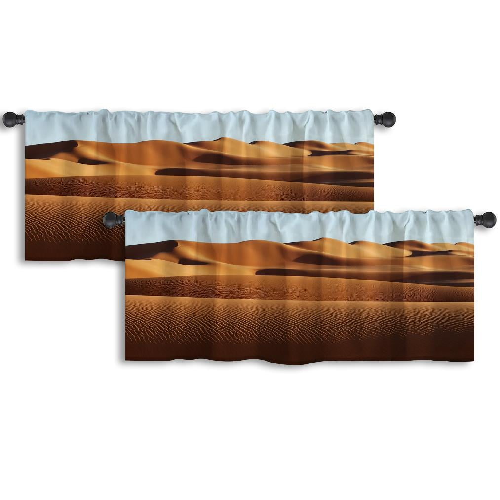 LALILO Kitchen Curtain Valance Sand Sahara Desert Desert Rod Pocket ...
