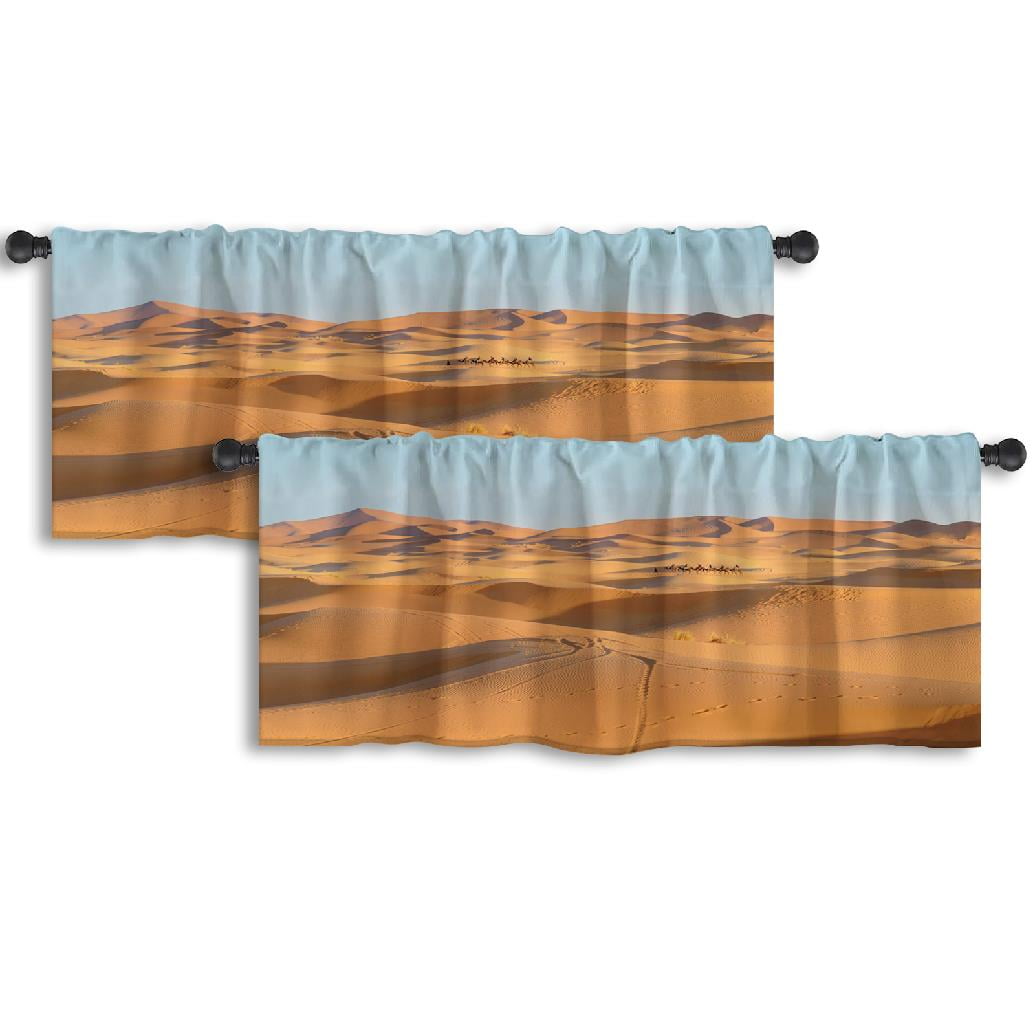 LALILO Kitchen Curtain Valance Sand Sahara Desert Morocco Rod Pocket ...