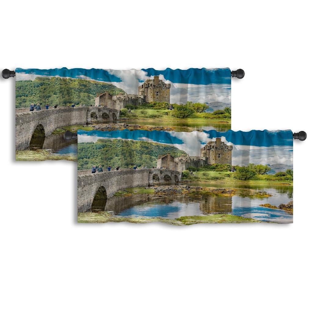 LALILO Kitchen Curtain Valance Scotland Castle Castle Mid Rod Pocket ...