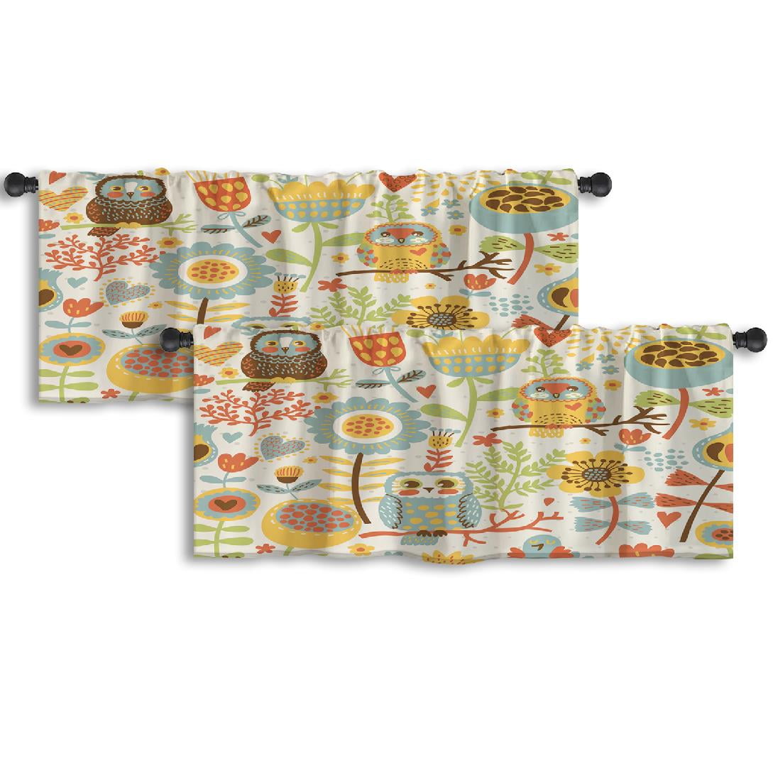 LALILO Kitchen Curtain Valance Sea Animals Coral Fish Shrimp Rod Pocket ...