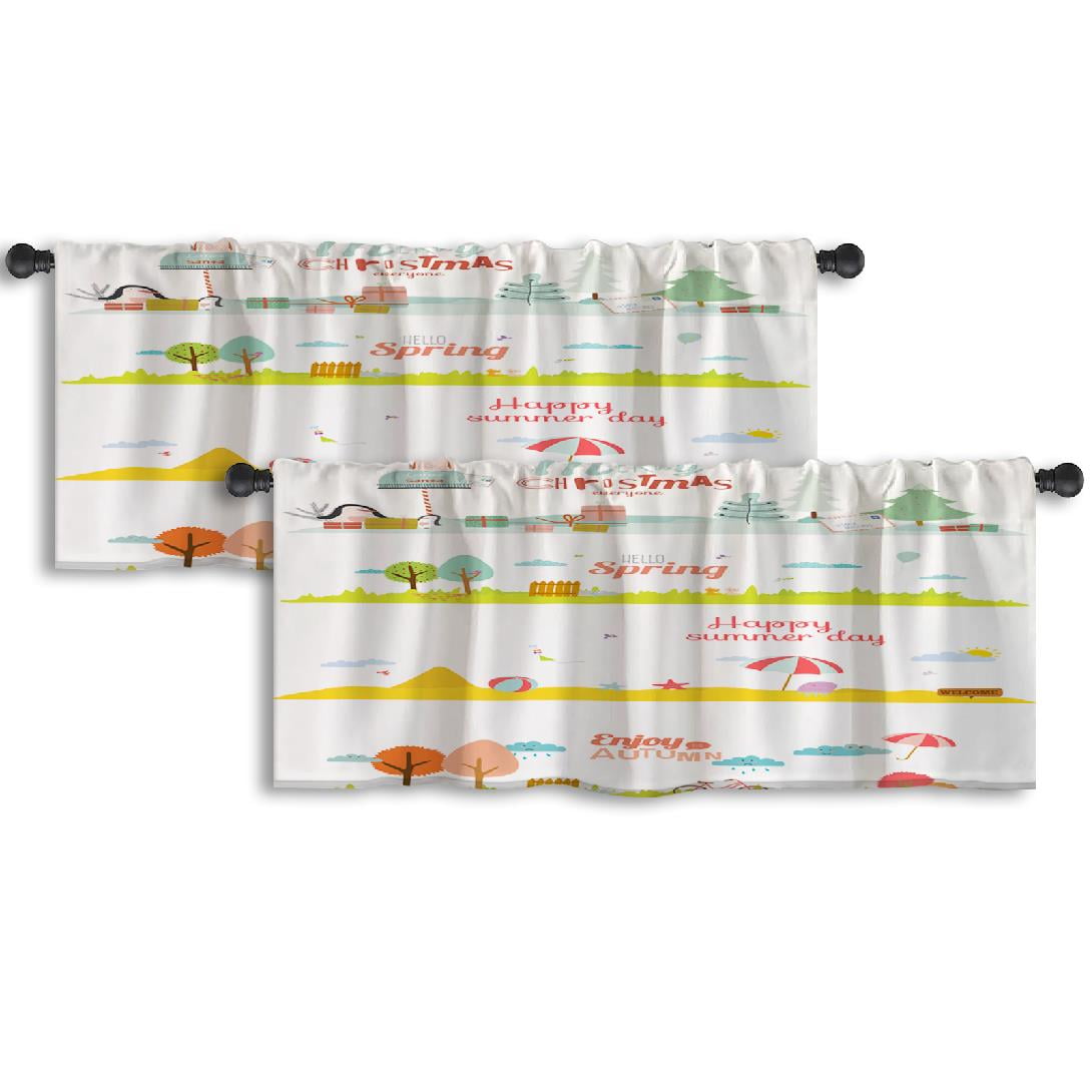 LALILO Kitchen Curtain Valance Seasons Banners Cute And Rod Pocket ...