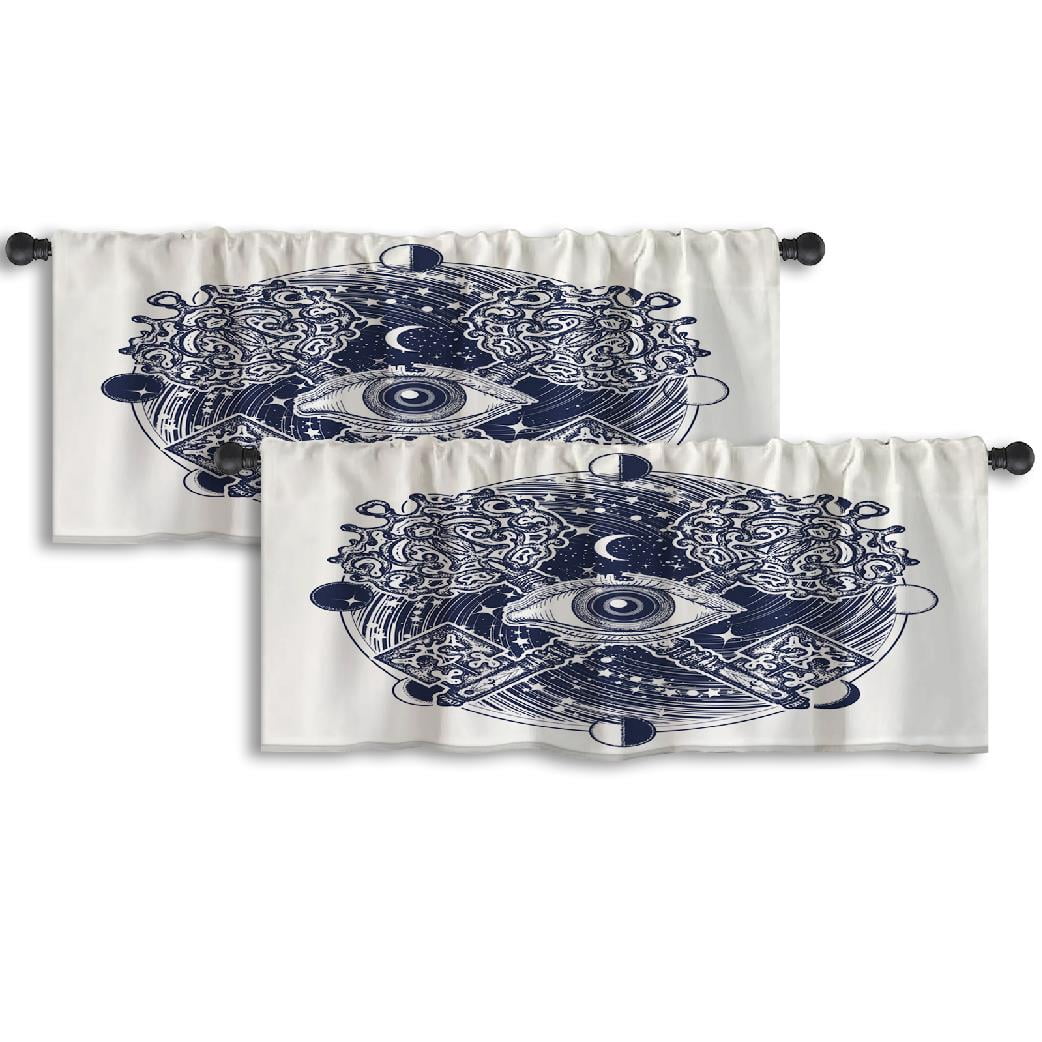 LALILO Kitchen Curtain Valance Seeing Eye Tattoo Art Rod Pocket Window ...