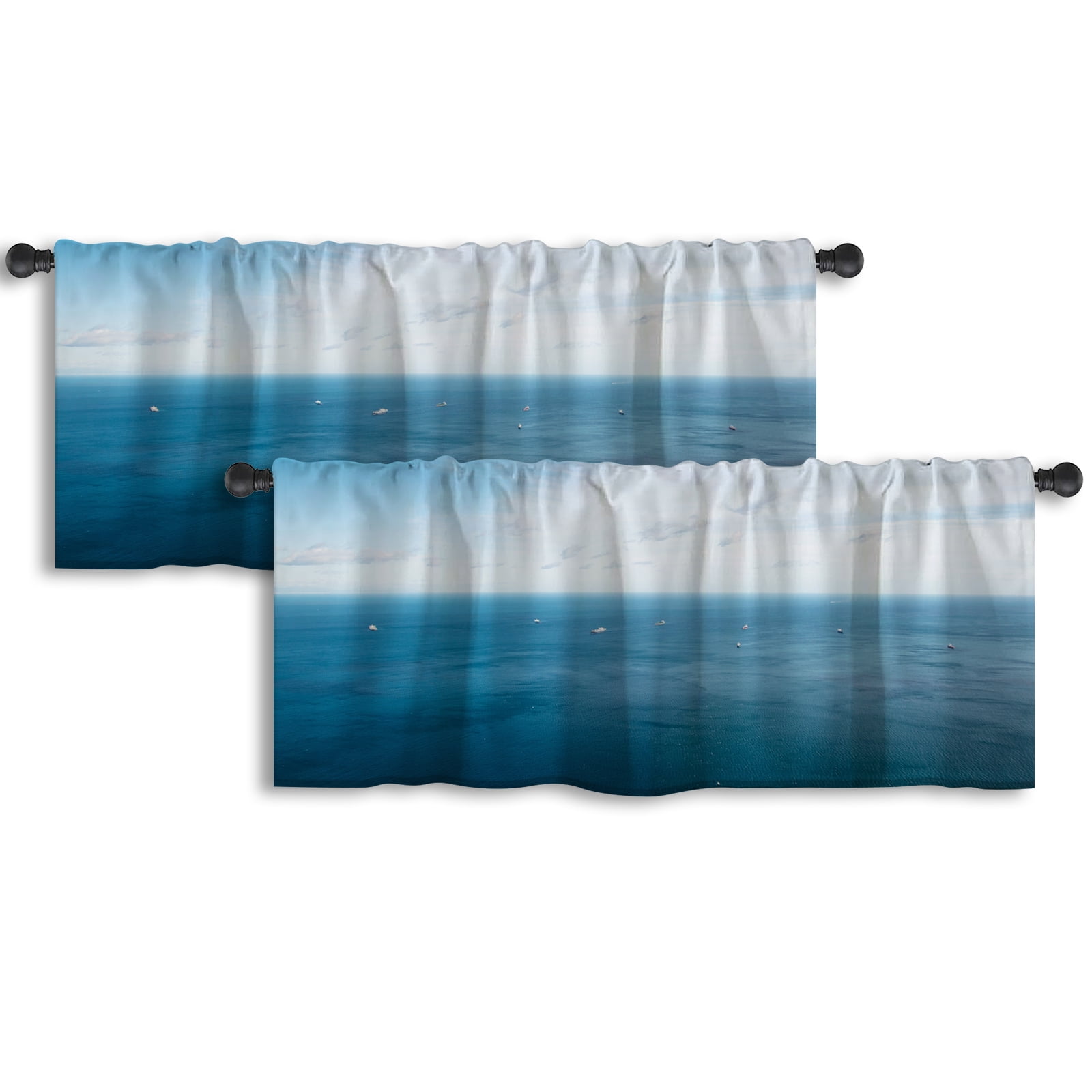 LALILO Kitchen Curtain Valance Ships Mediterranean Rod Pocket Window ...