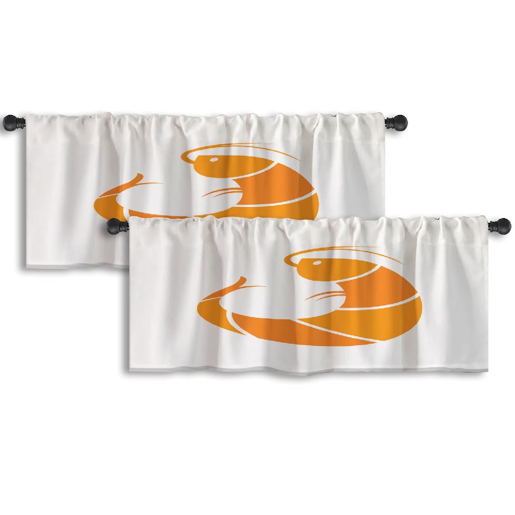 LALILO Kitchen Curtain Valance Shrimp Food Sea Food Sea Shrimp Rod ...