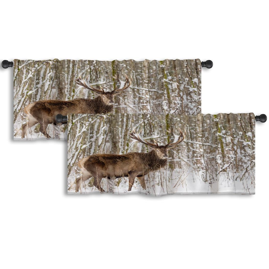 LALILO Kitchen Curtain Valance Single Deer With Big Beautiful Rod ...