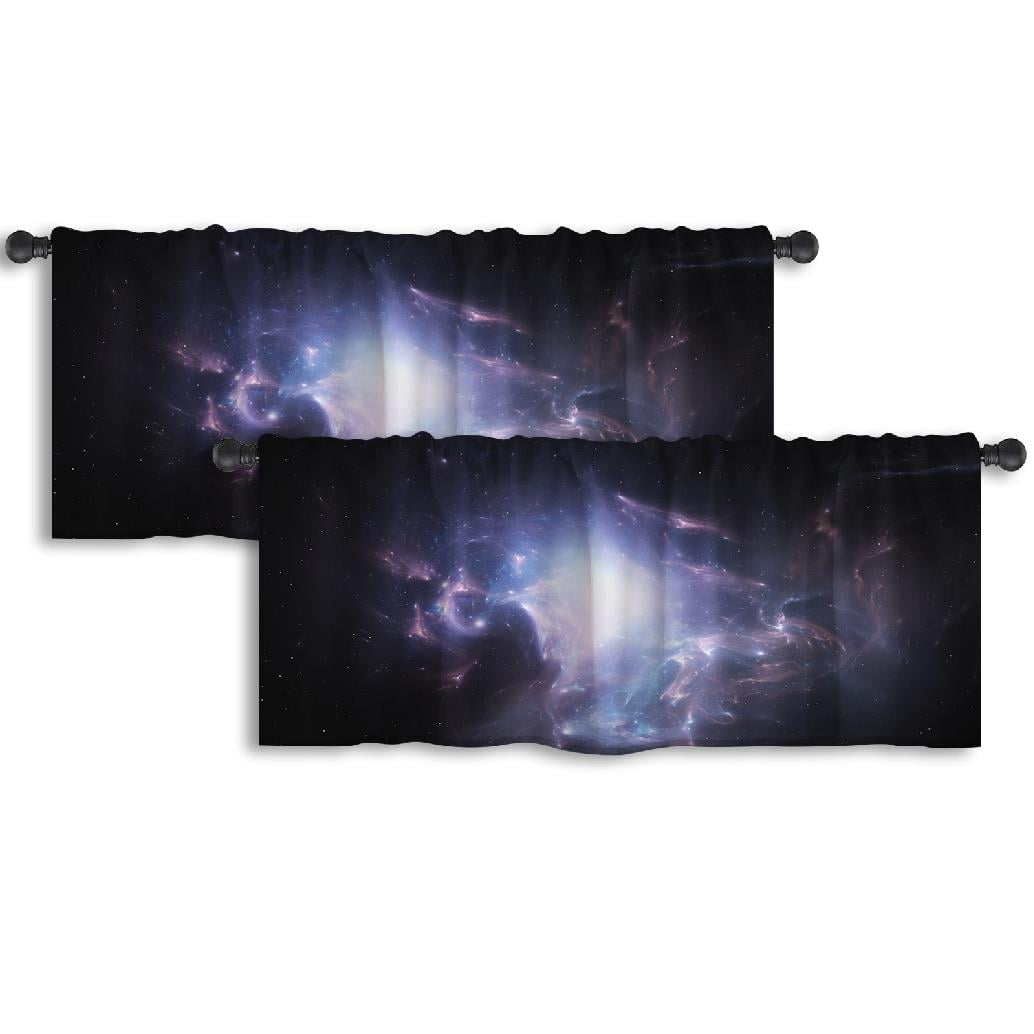 LALILO Kitchen Curtain Valance Space Nebula Nebula Space Rod Pocket ...