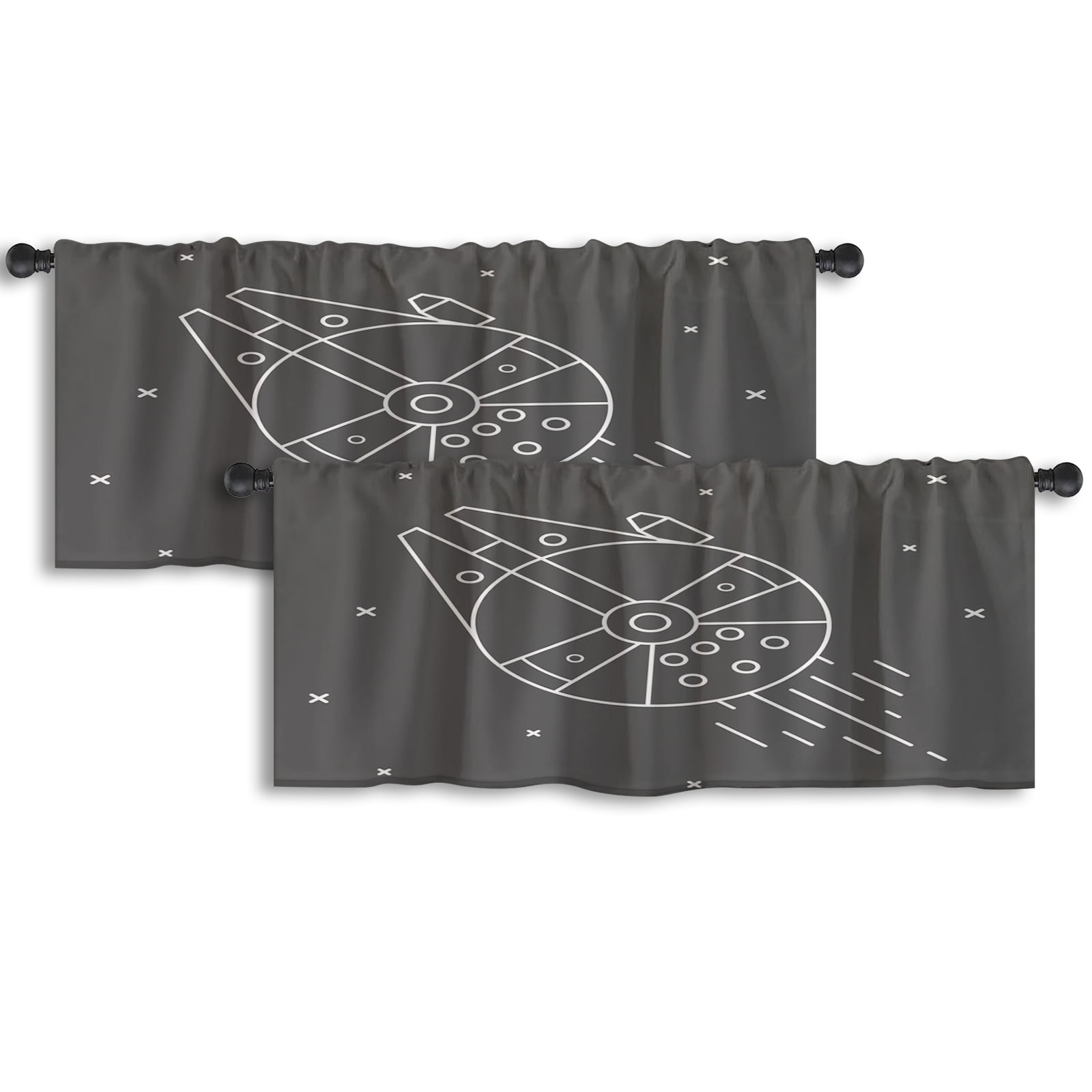 LALILO Kitchen Curtain Valance Space Star War Ship Rod Pocket Window ...