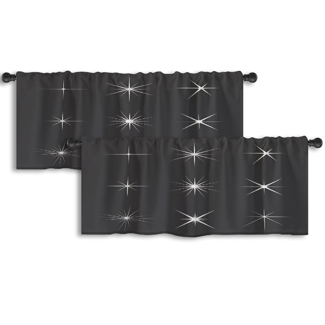 LALILO Kitchen Curtain Valance Sparkles Star Spark Starburst Rod Pocket ...