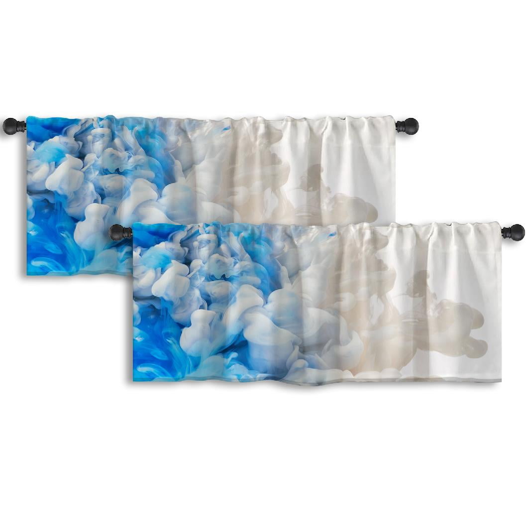 LALILO Kitchen Curtain Valance Splash Ink Art Water Splash Rod Pocket ...