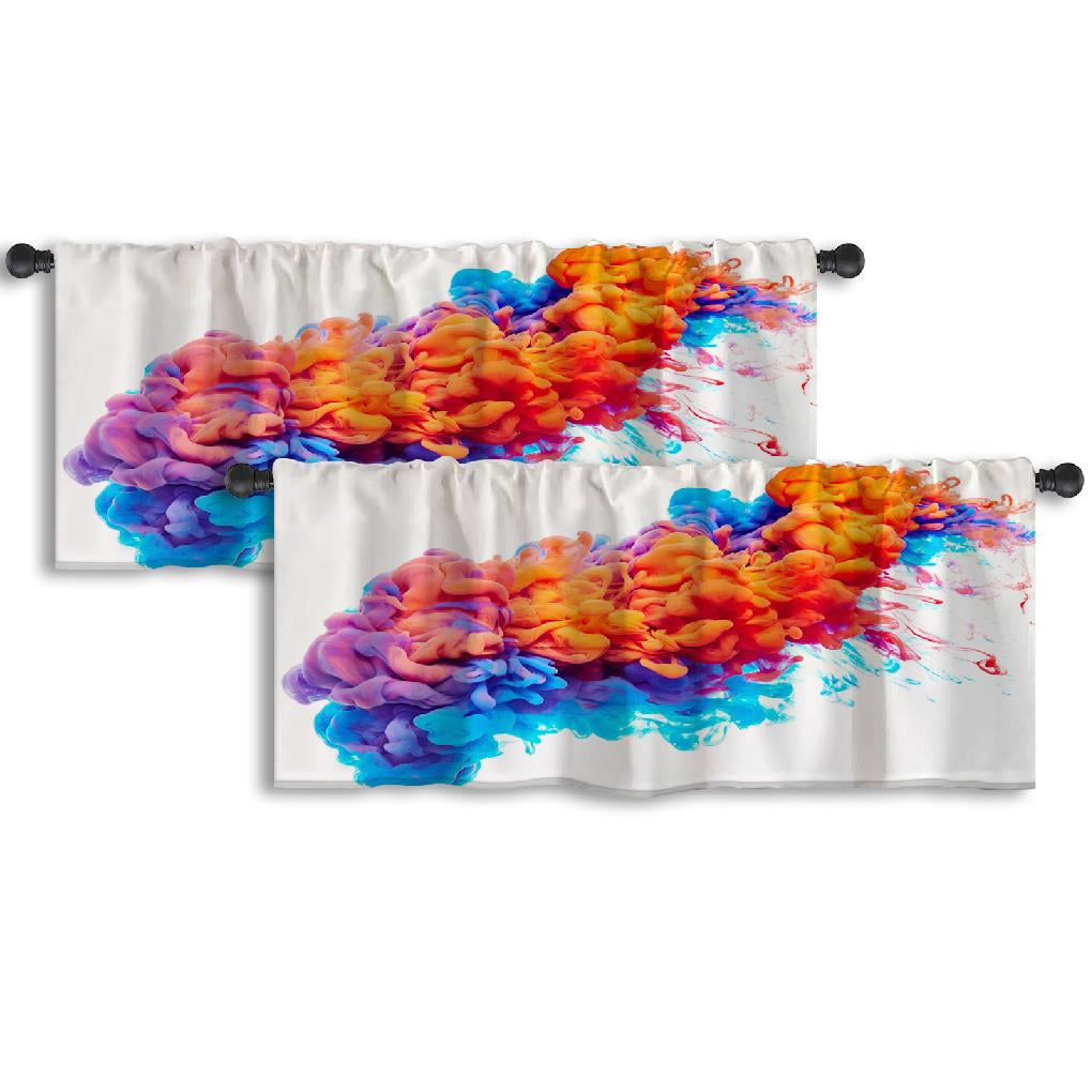 LALILO Kitchen Curtain Valance Splash Splash Water Liquid Rod Pocket ...