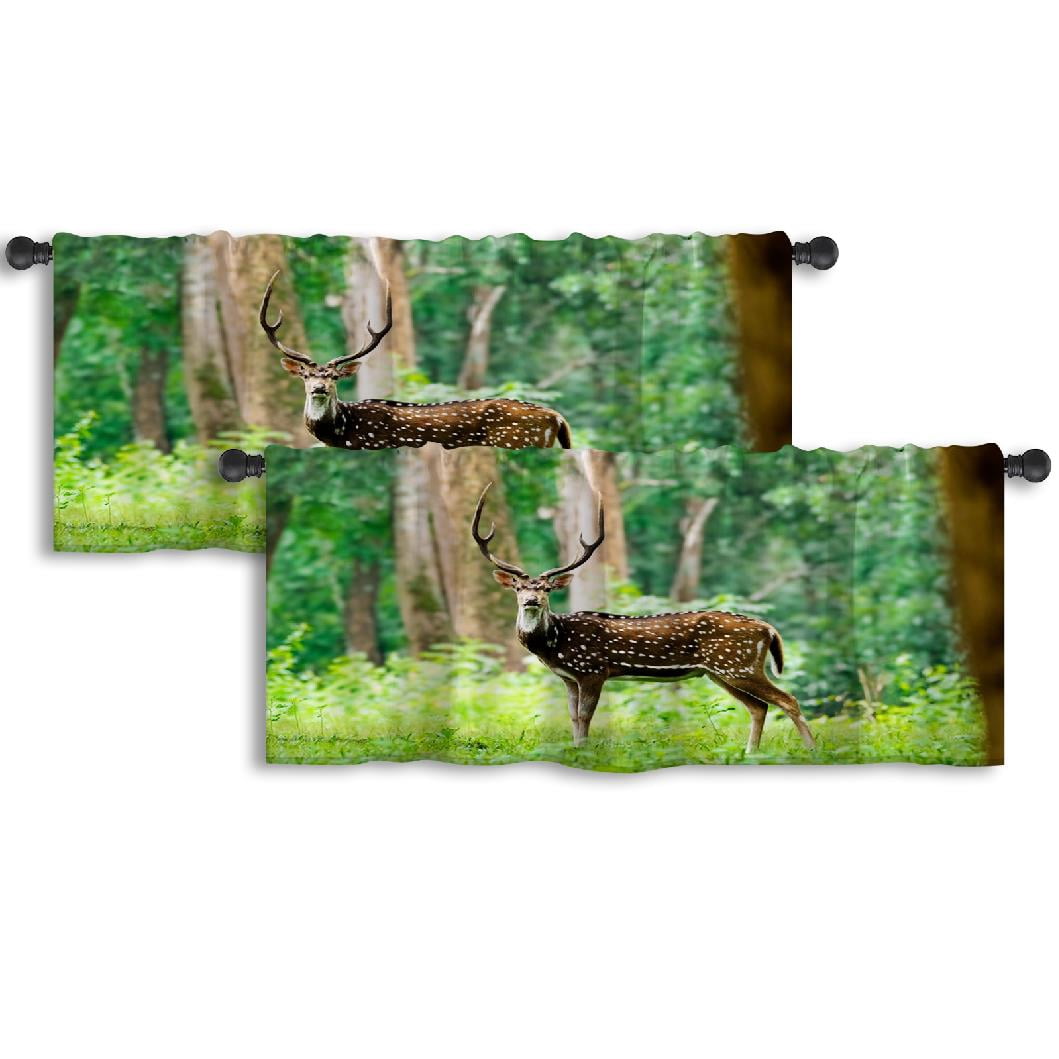 LALILO Kitchen Curtain Valance Spotted Deer Kerala India Rod Pocket ...