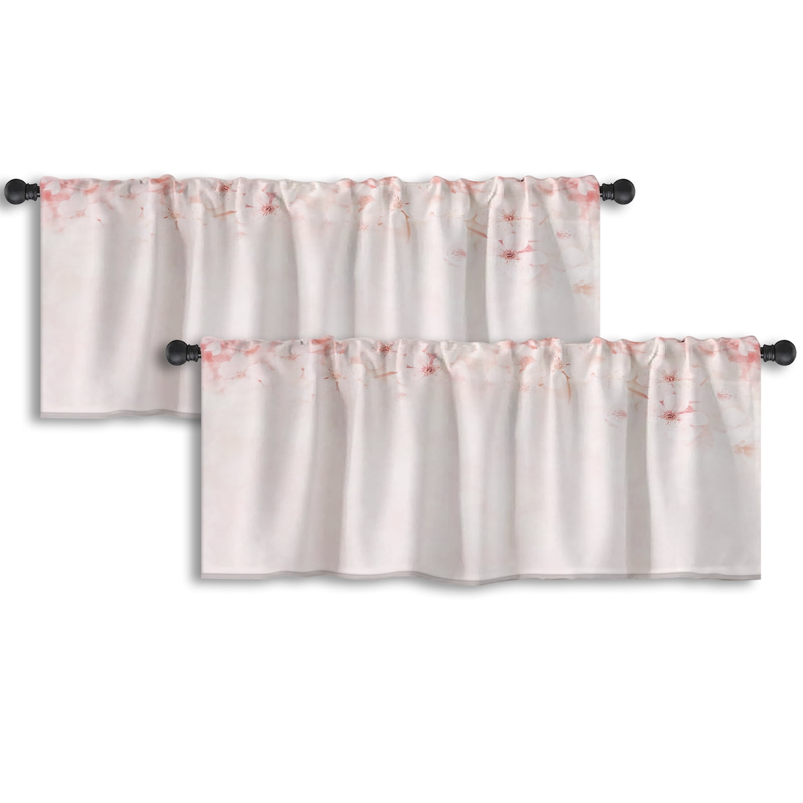 LALILO Kitchen Curtain Valance Spring Cherry Blossom Rod Pocket Window ...