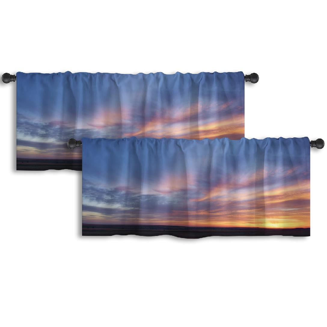 LALILO Kitchen Curtain Valance Square Morning Forest Hills Fog Rod ...