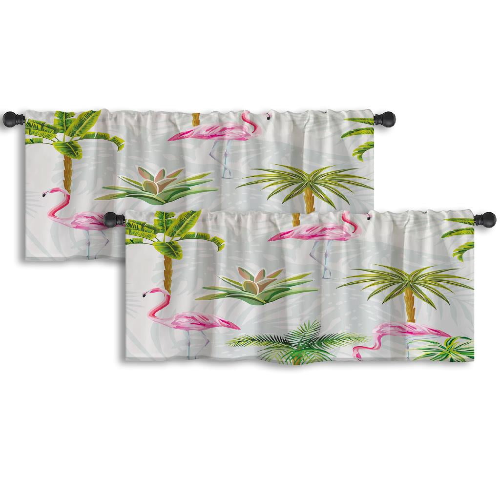 LALILO Kitchen Curtain Valance Stacks Turquoise Natural Castle Rod ...