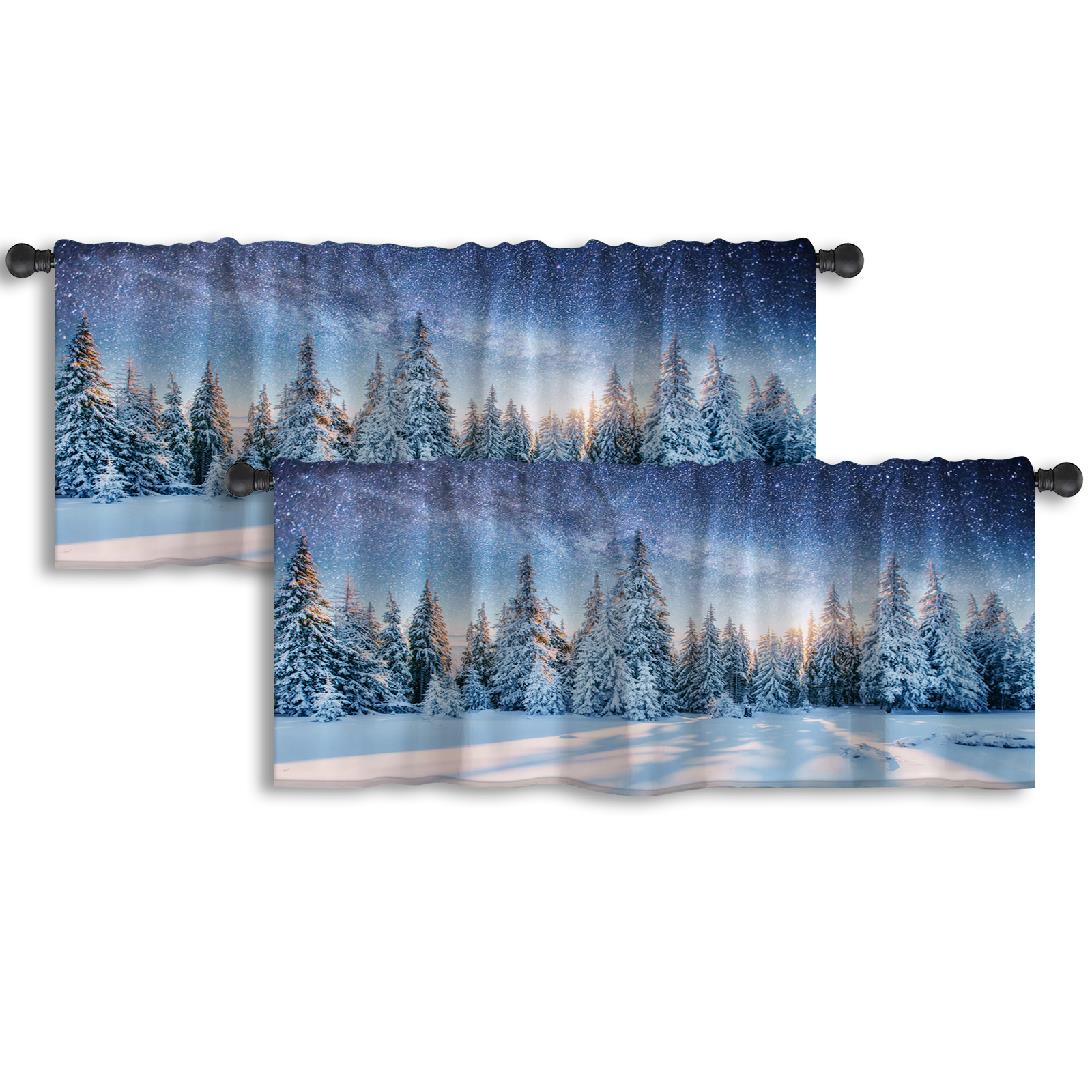 LALILO Kitchen Curtain Valance Star Trek Pine Forest Landscape Rod ...