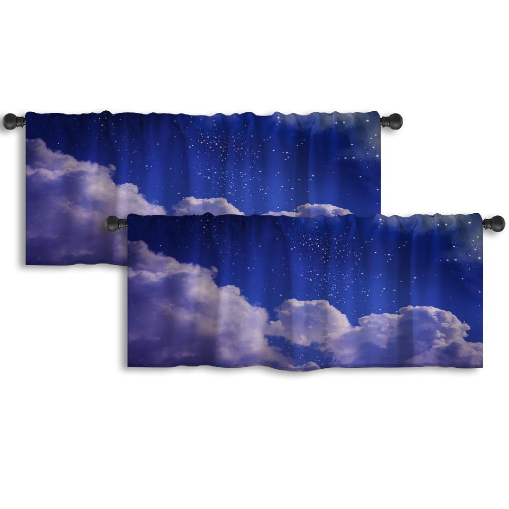 LALILO Kitchen Curtain Valance Stars Night Sky Night Sky Rod Pocket ...