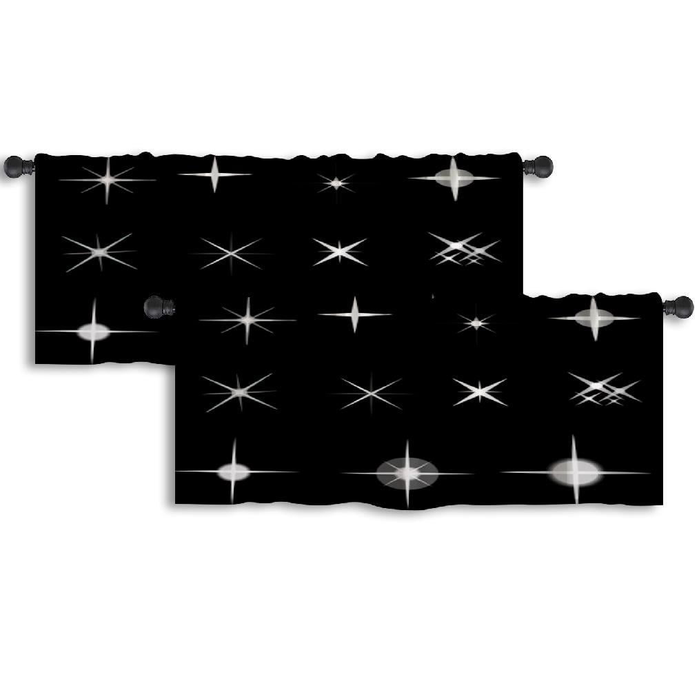 LALILO Kitchen Curtain Valance Stars Sparkle Star Glitter Rod Pocket ...