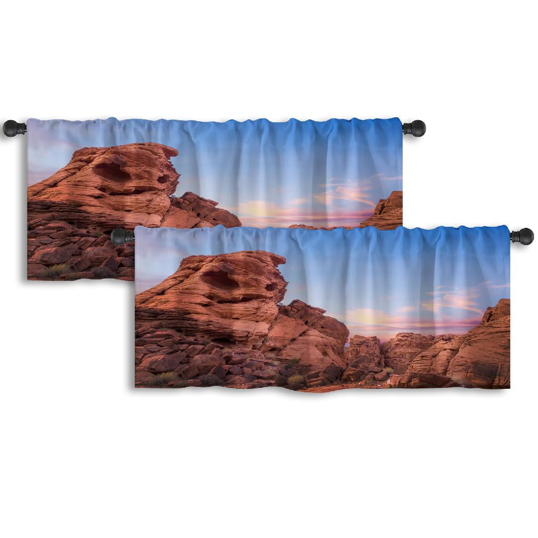 LALILO Kitchen Curtain Valance State Park Valley Fire Red Rock Rod ...