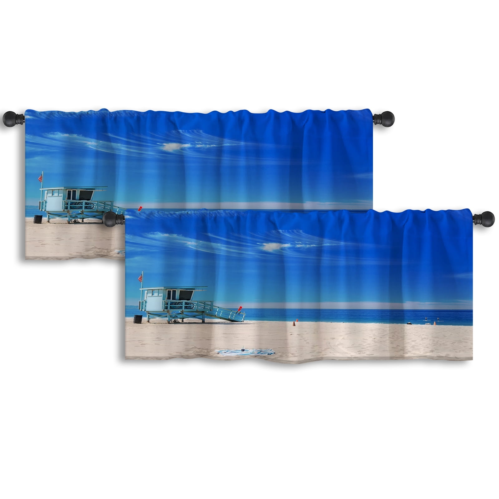 LALILO Kitchen Curtain Valance Station American Flag Rod Pocket Window ...