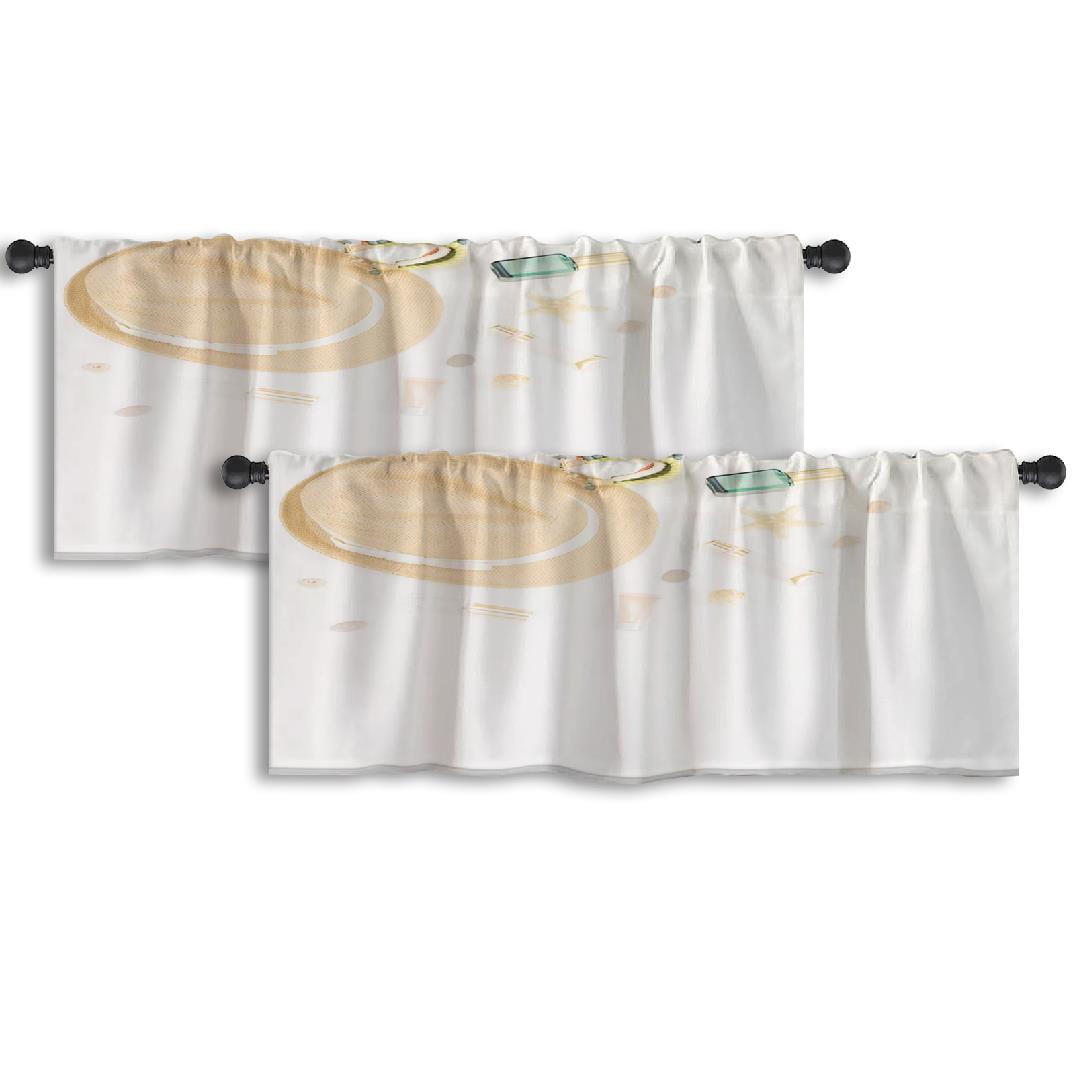 LALILO Kitchen Curtain Valance Summer Beach Stuff Straw Boho Rod Pocket ...
