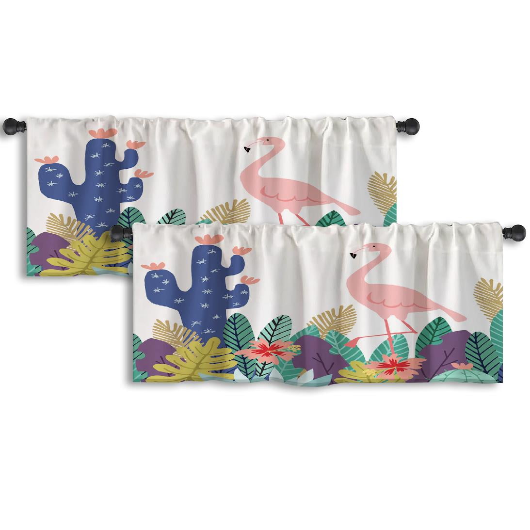 LALILO Kitchen Curtain Valance Summer Tropical Banner Flamingo Rod ...