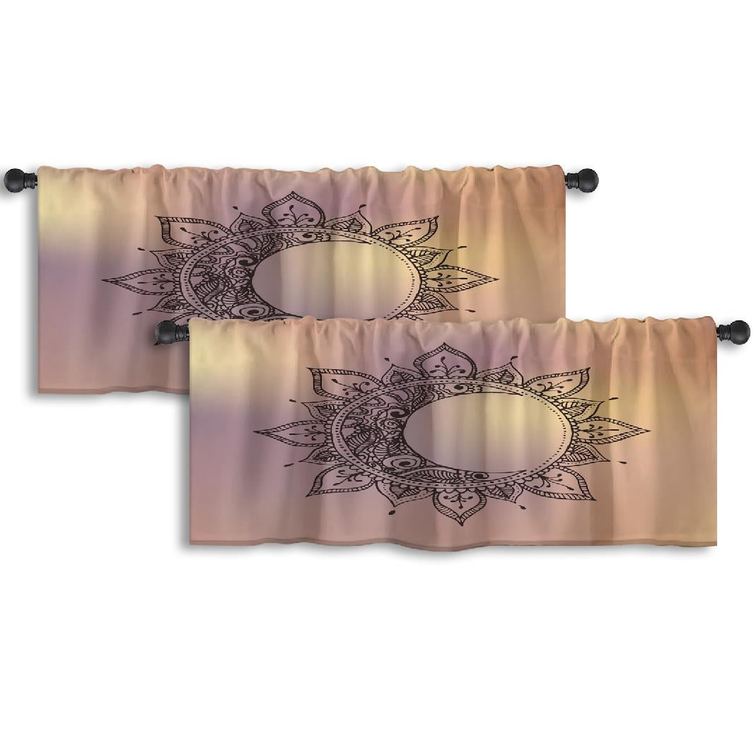 LALILO Kitchen Curtain Valance Sun And Moon Sun And Moon Trace Rod ...