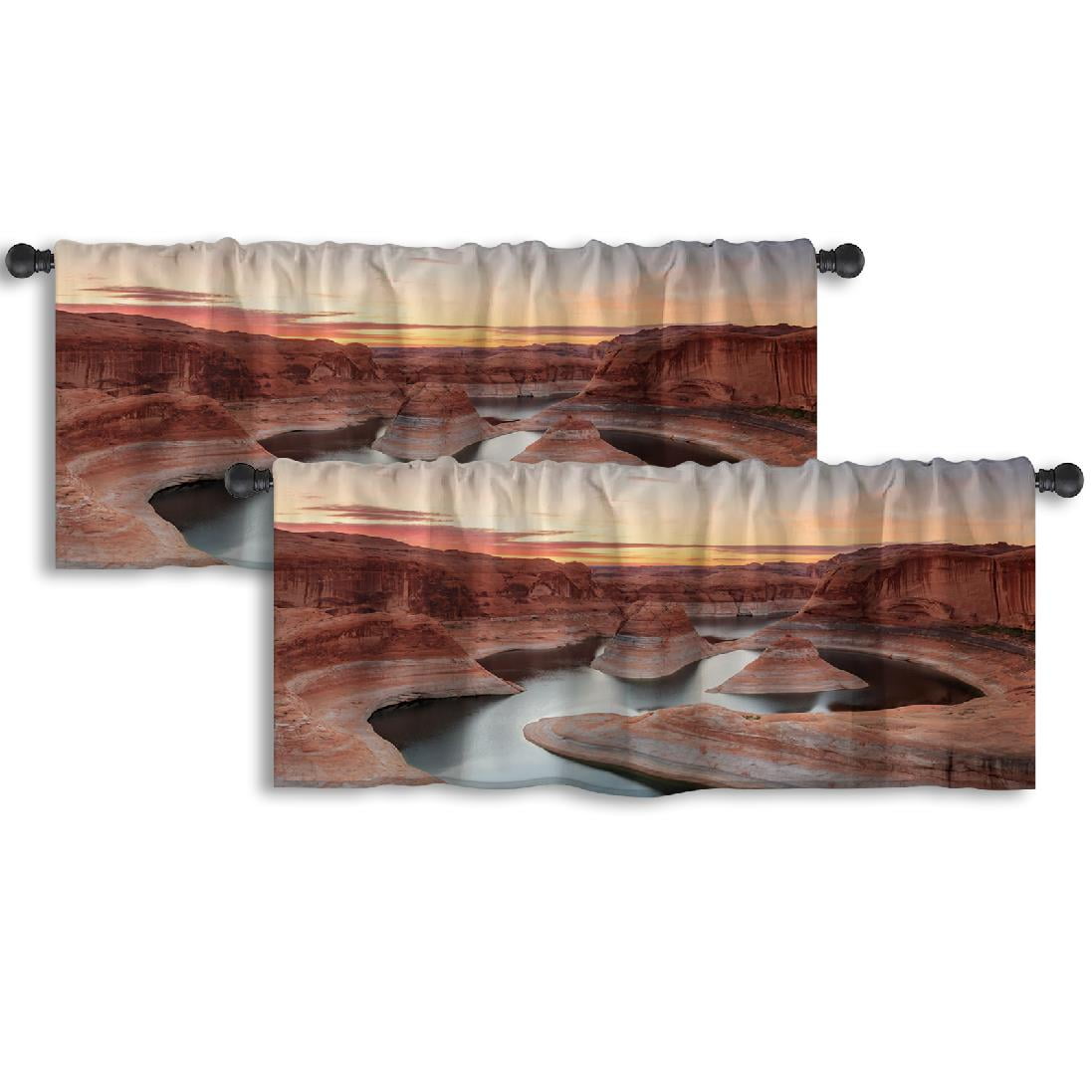 LALILO Kitchen Curtain Valance Sunrise Lake Utah Usa Lake Utah Rod ...