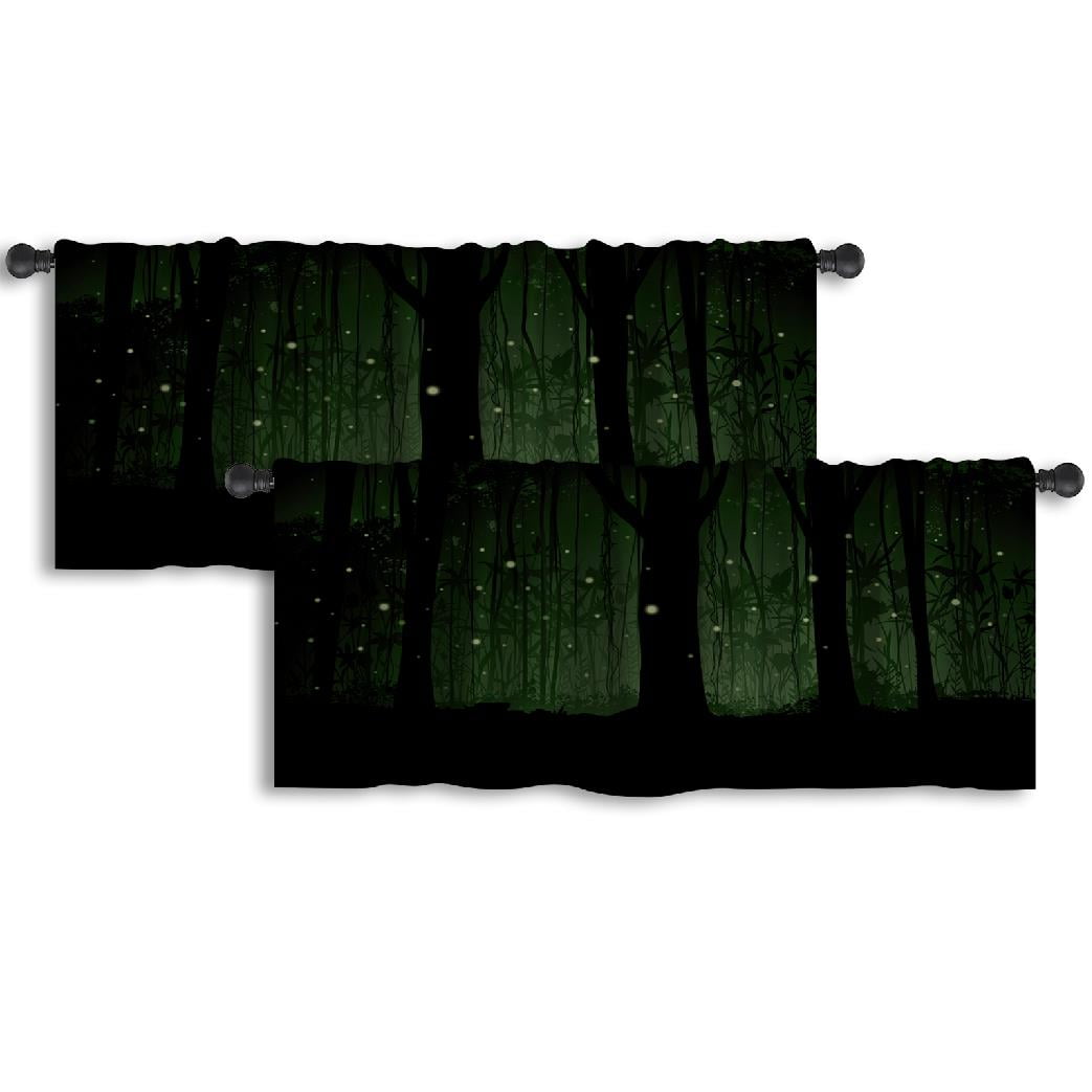 LALILO Kitchen Curtain Valance Swamp Night Forest Swamp With Rod Pocket ...
