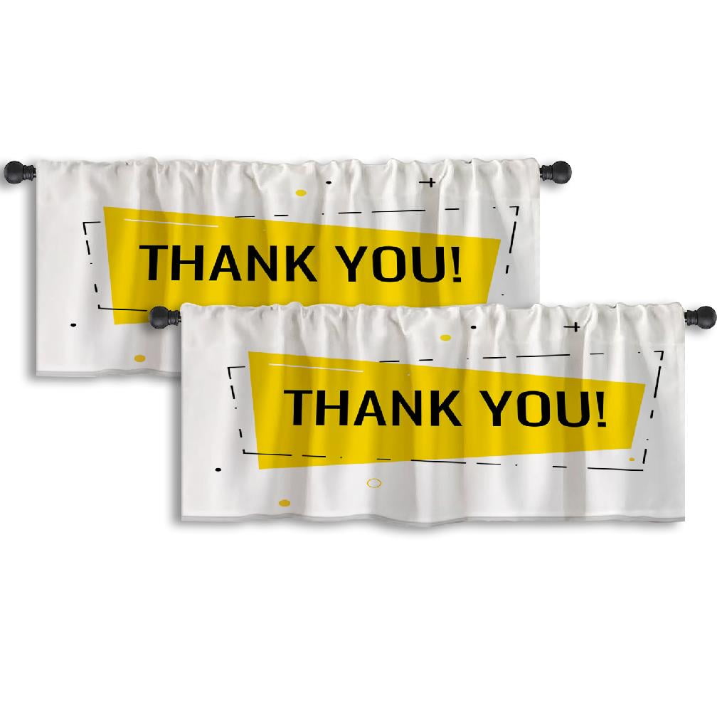 LALILO Kitchen Curtain Valance Thank You Banner Trendy Flat Rod Pocket ...
