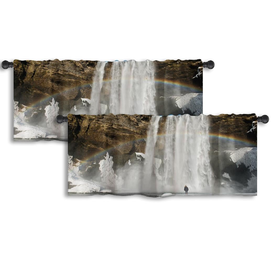 LALILO Kitchen Curtain Valance Tie Dye Indigo Boho Ink Rod Pocket ...