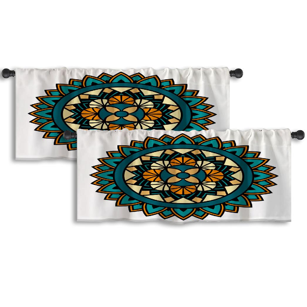 LALILO Kitchen Curtain Valance Tie Dye Indigo Boho Ink Rod Pocket ...