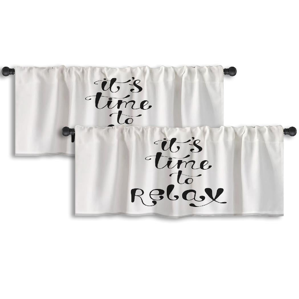 LALILO Kitchen Curtain Valance Time Relax Rod Pocket Window Curtain 52 ...