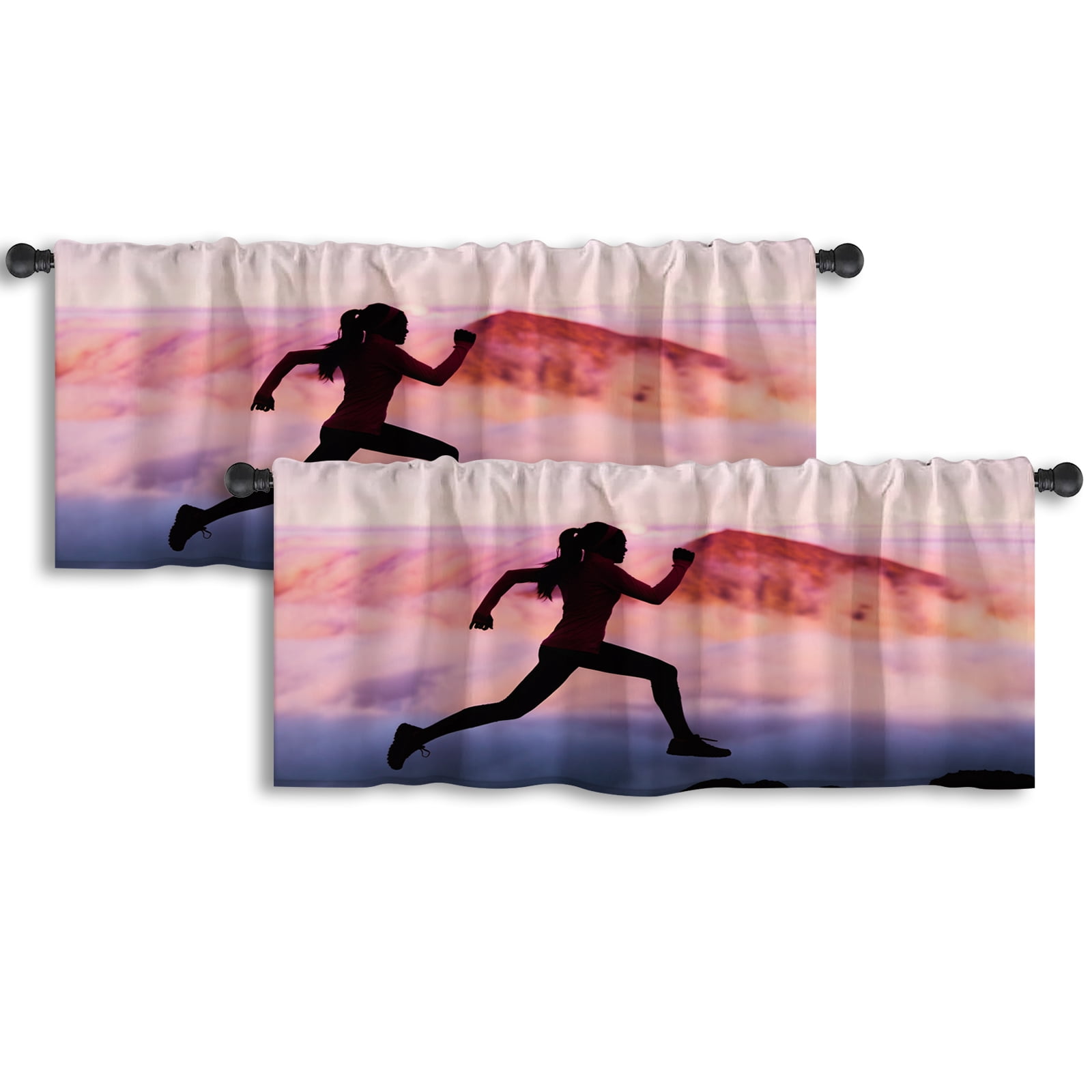 LALILO Kitchen Curtain Valance Trail Runner Nature Rod Pocket Window ...