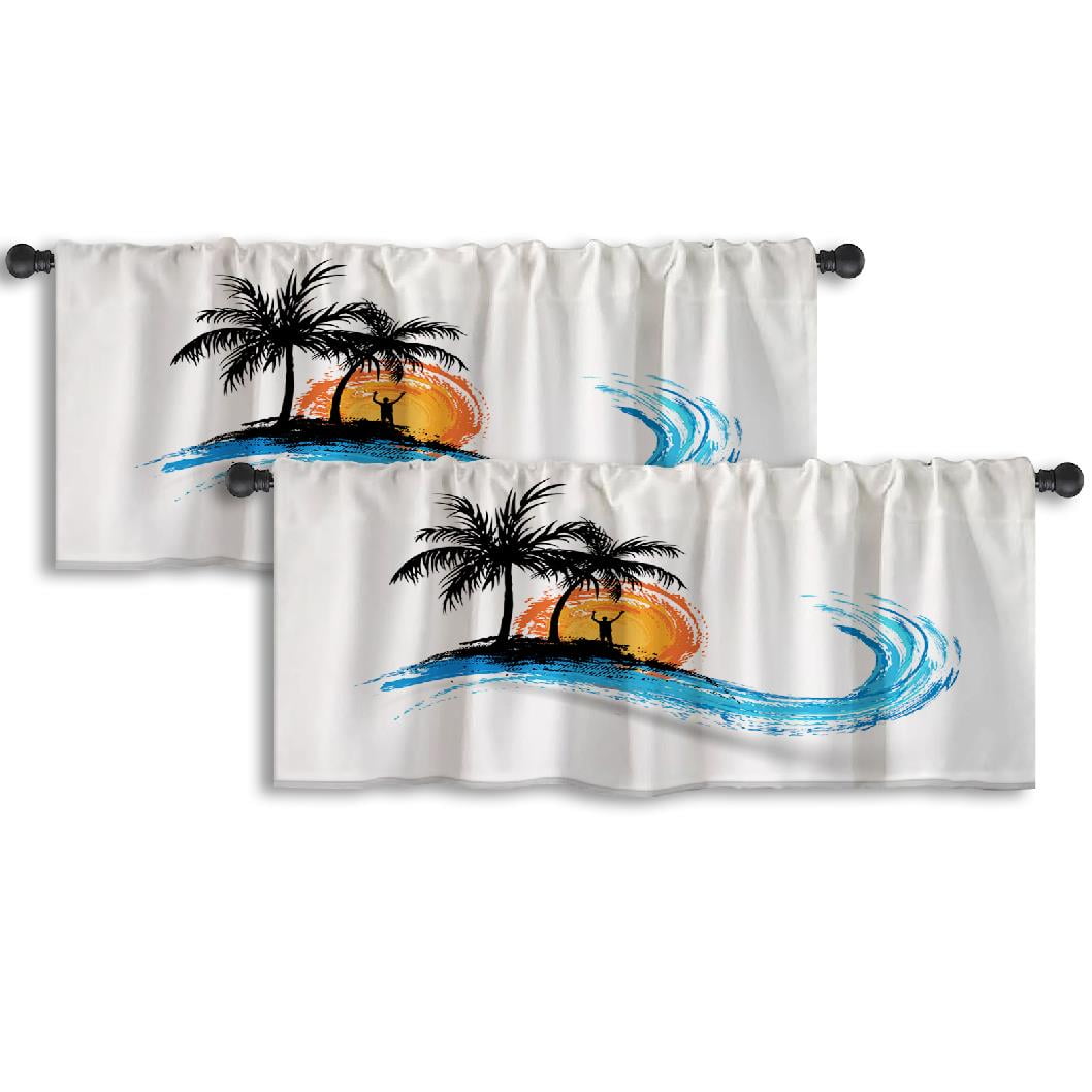 LALILO Kitchen Curtain Valance Trees Tree Landscape Exotic Rod Pocket ...