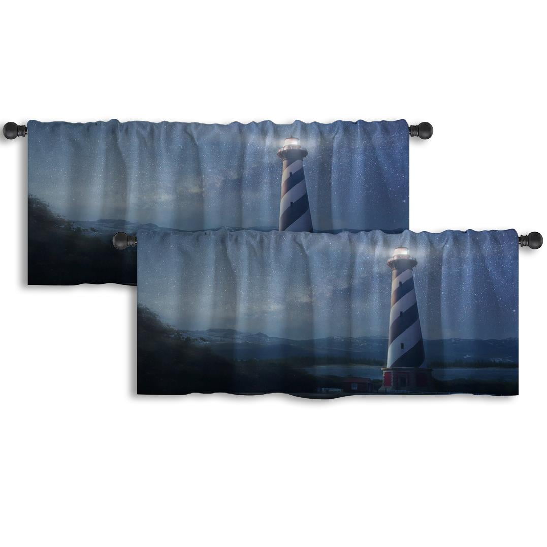 LALILO Kitchen Curtain Valance Triangle Turquoise Sea Ocean Rod Pocket ...