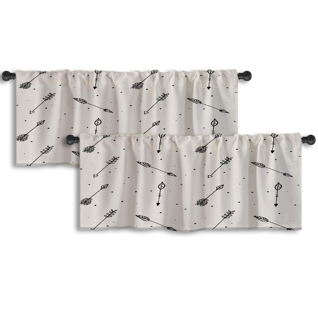 LALILO Kitchen Curtain Valance Tribal Arrows Doodle Rod Pocket Window ...