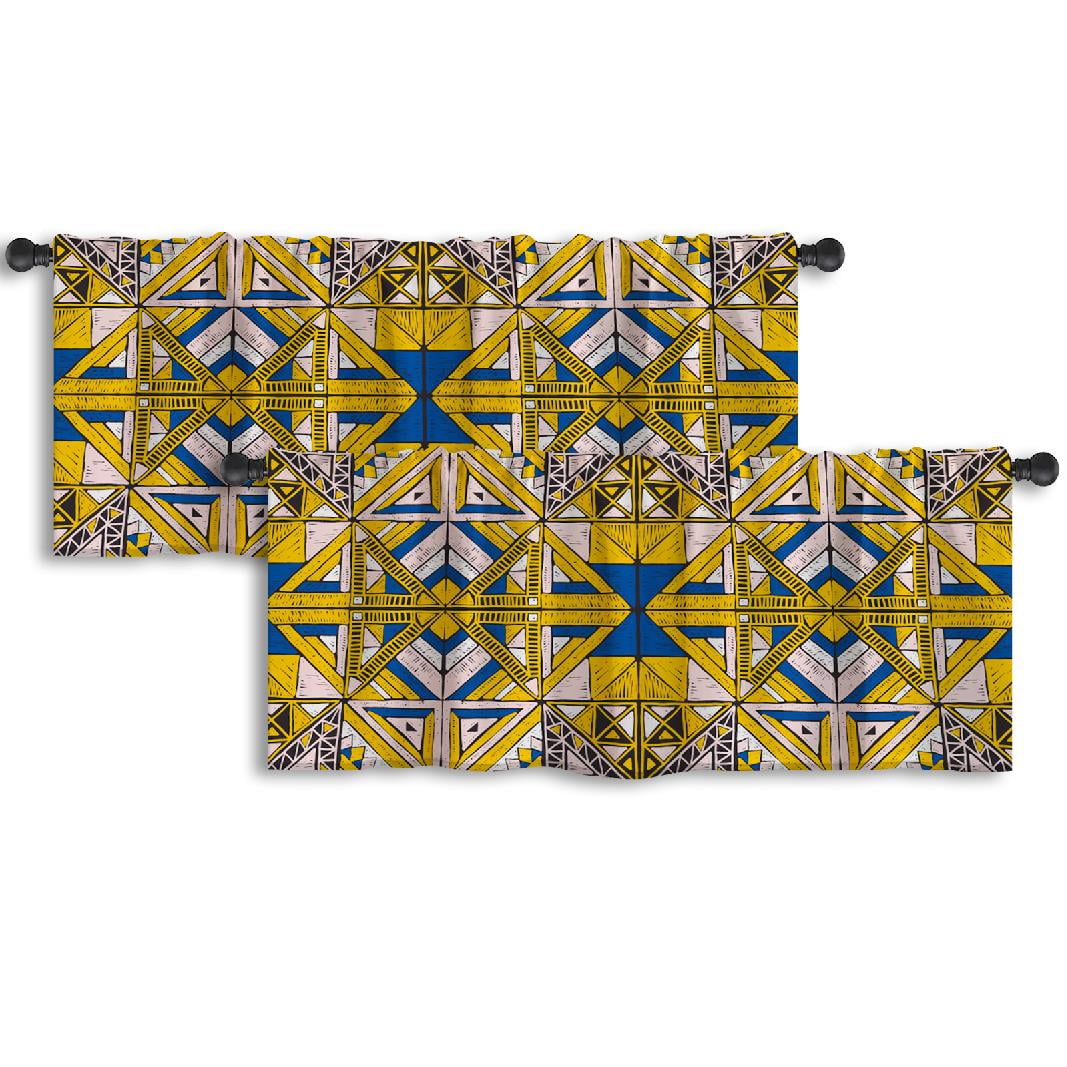LALILO Kitchen Curtain Valance Tribal Ornament African Ethnic Rod ...