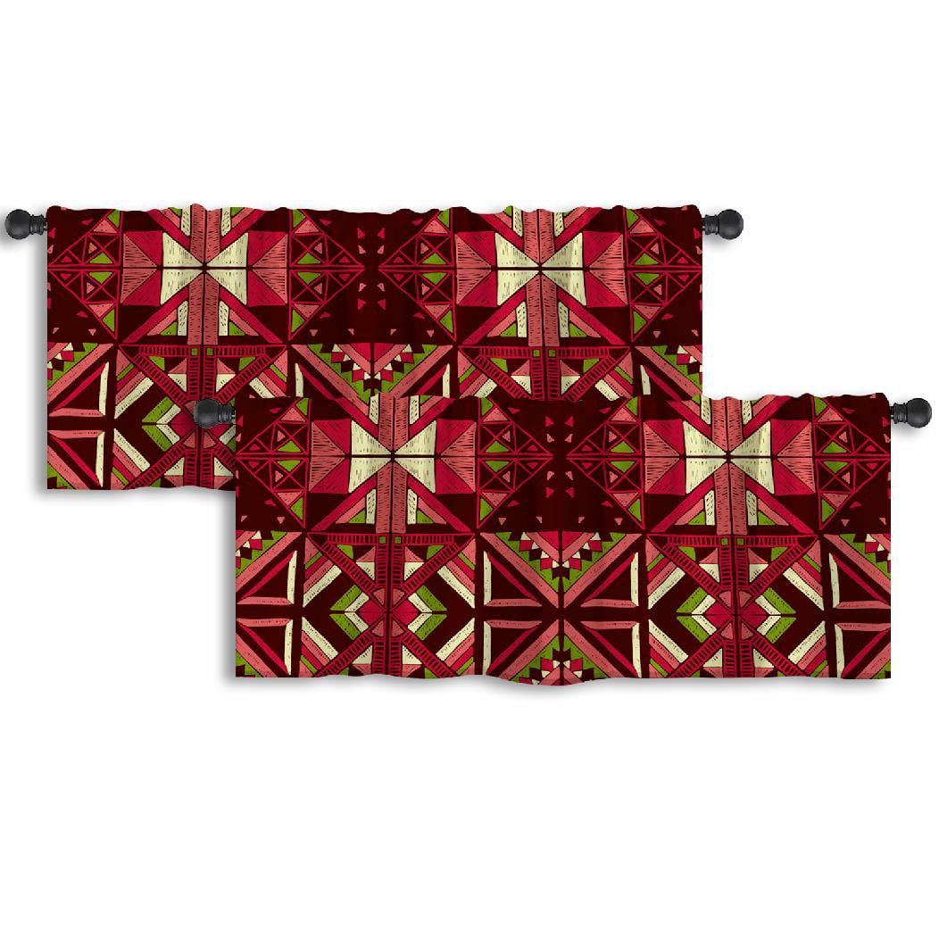 LALILO Kitchen Curtain Valance Tribal Ornament African Ethnic Rod ...