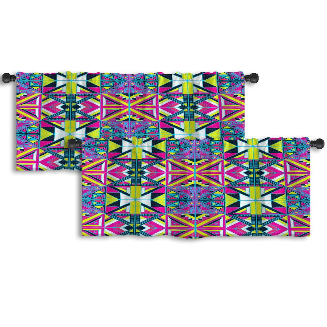 LALILO Kitchen Curtain Valance Tribal Ornament African Ethnic Rod ...
