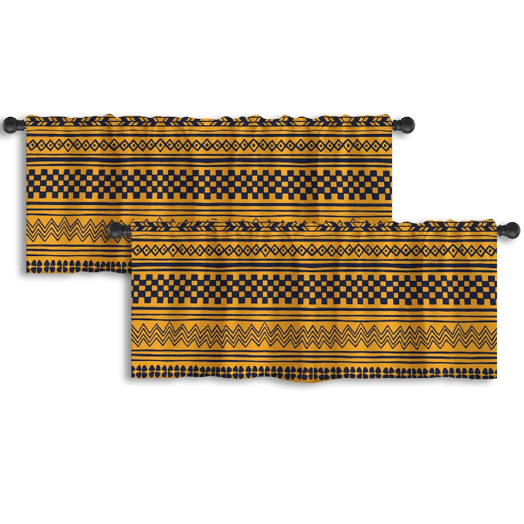LALILO Kitchen Curtain Valance Tribal Ornament African Ethnic Rod ...