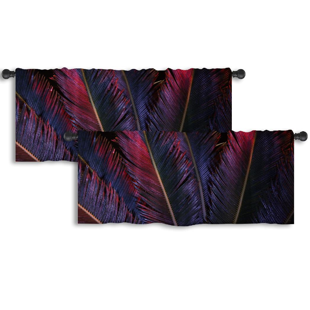 LALILO Kitchen Curtain Valance Tropical Leaves Palm Tree Rod Pocket ...