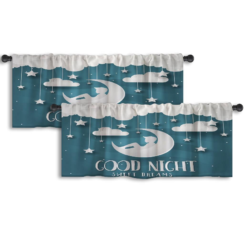LALILO Kitchen Curtain Valance Tropical Palm Leaf Border Palm Rod ...