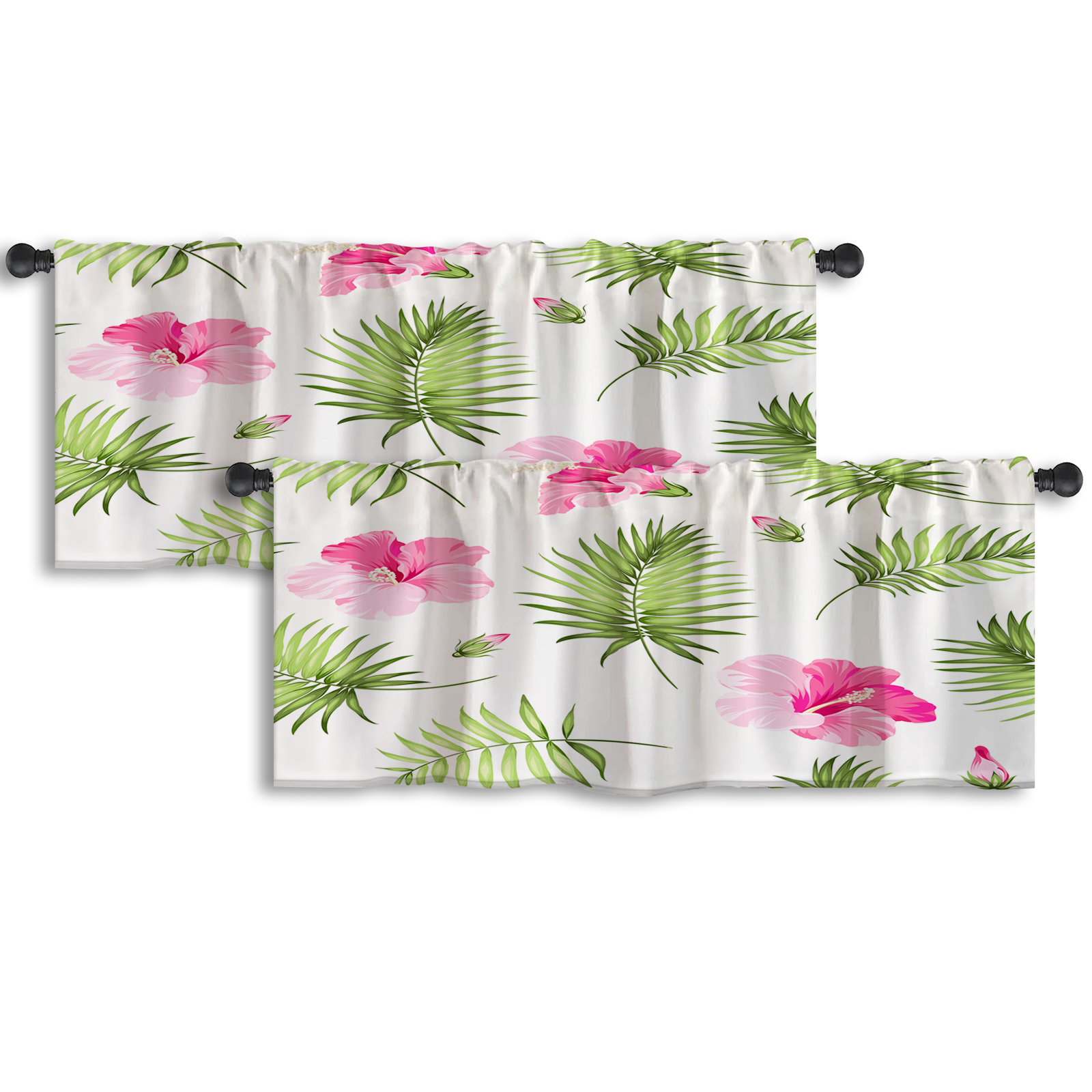 LALILO Kitchen Curtain Valance Tropical Palm Trees Rod Pocket Window ...