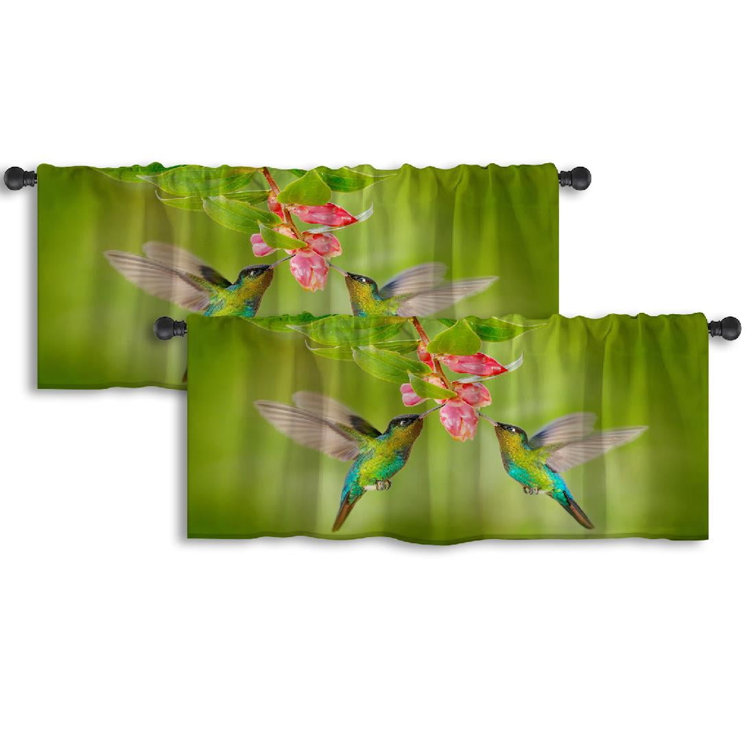 LALILO Kitchen Curtain Valance Two Hummingbirds With Rod Pocket Window ...