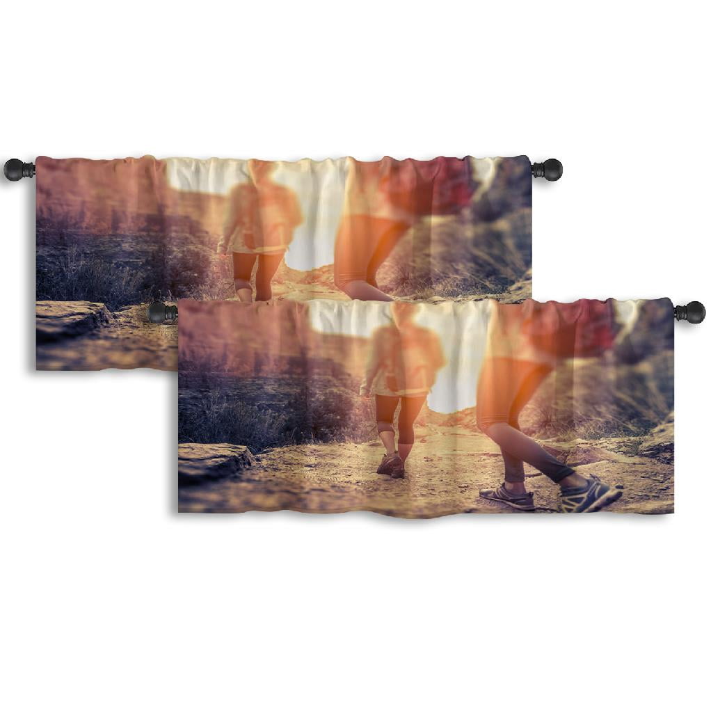 LALILO Kitchen Curtain Valance Two Lady Walkway National Park Rod ...