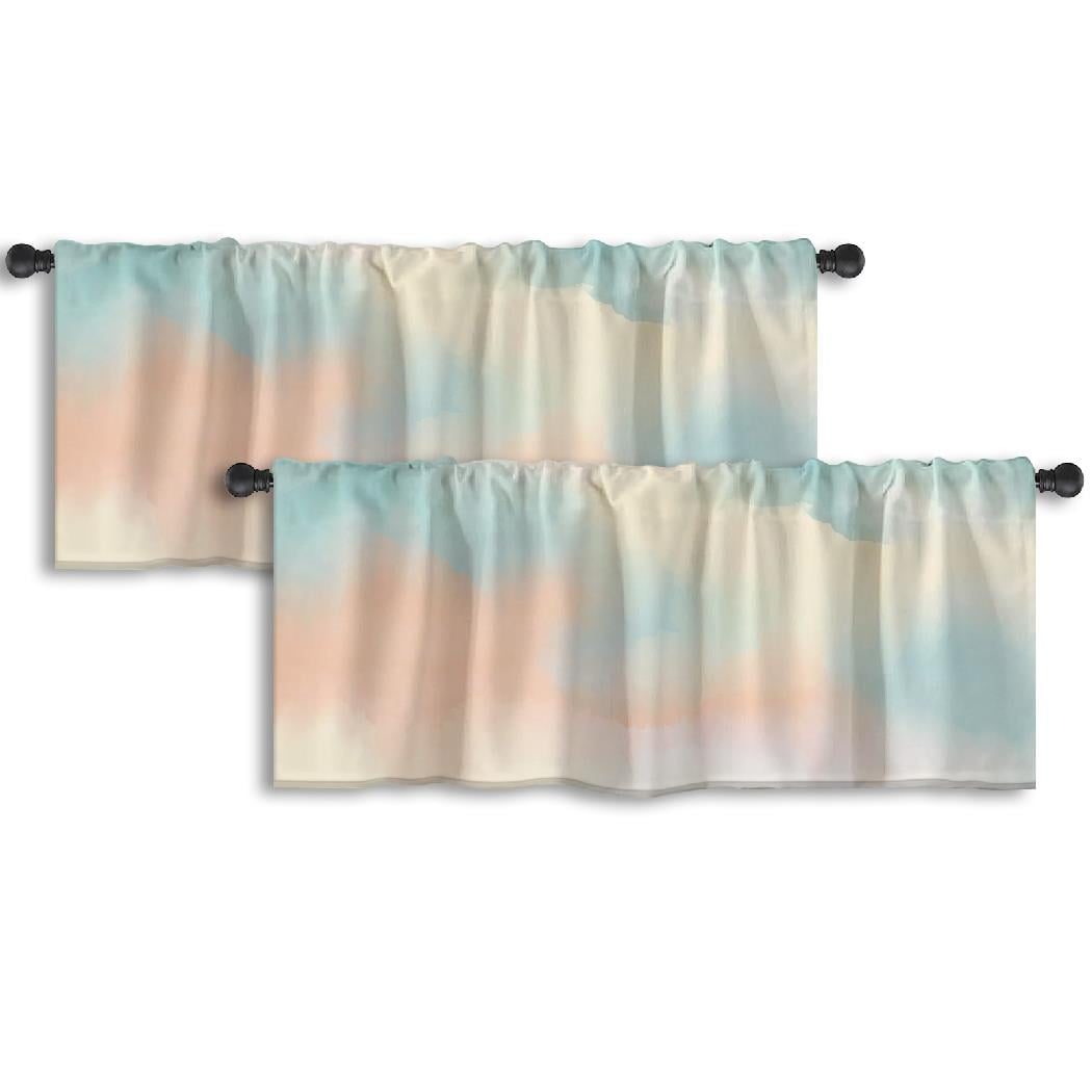 LALILO Kitchen Curtain Valance Two Ocean Ocean Adventure Aqua Rod ...