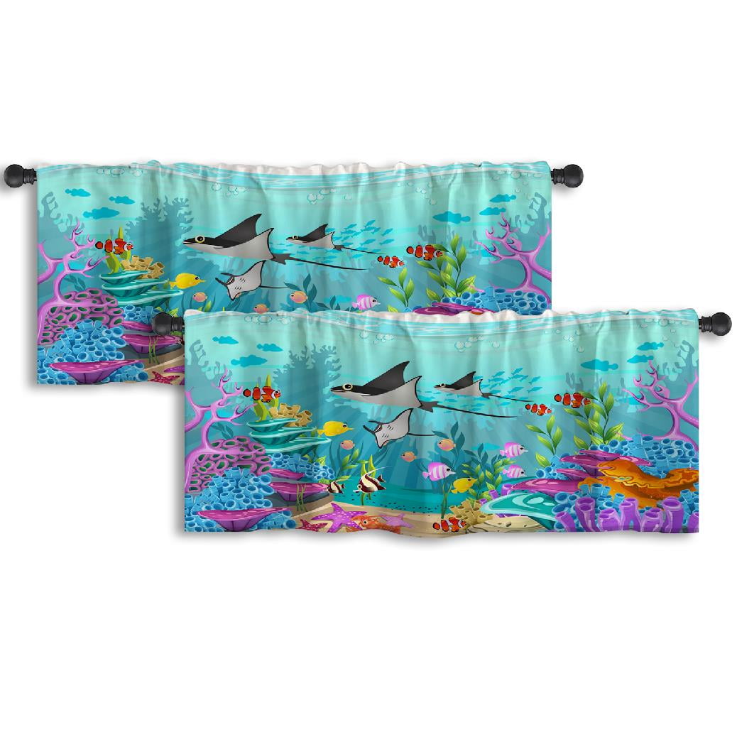 LALILO Kitchen Curtain Valance Unique World Planet Earth Big Rod Pocket ...